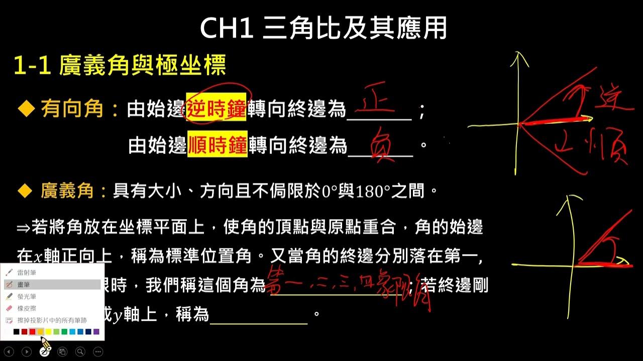 數學第2冊Ch1-1_廣義角+例1_P1 - YouTube