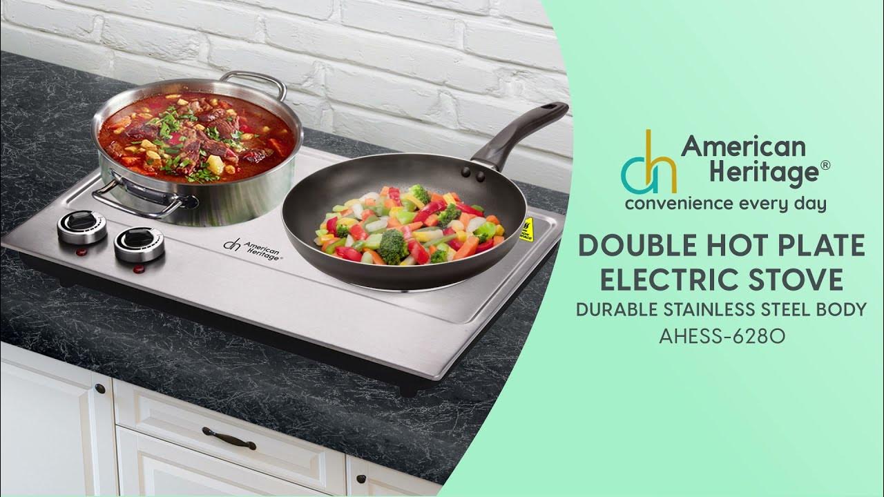 The American Heritage Electric Stove Double Hot Plate Stainless Steel ...