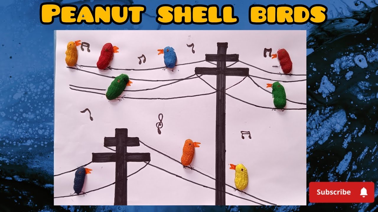 DIY:peanut shell craft||reuse idea||peanut shell birds||best out of ...
