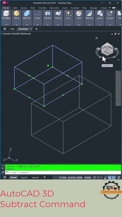 How to Use Subtract Command in AutoCAD 3D | Boolean Operations Tutorial (Hindi) | CADD Engineer ...
