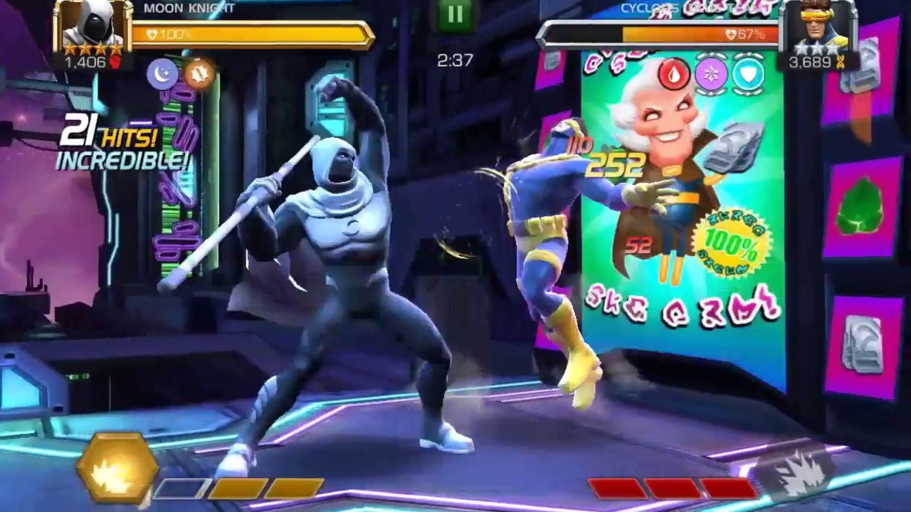 Moon knight vs Cyclops power ×3 ........with moon knight final blow ...