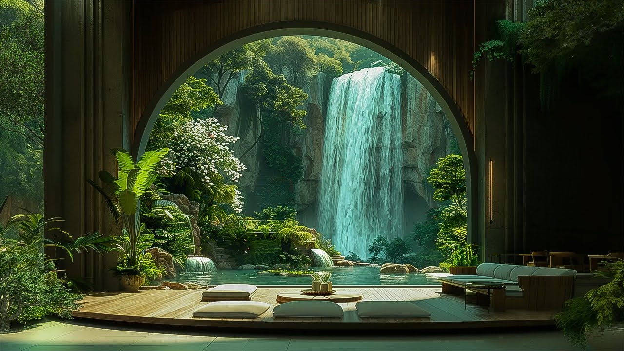 Zen Garden In The Forest 🌳 Relax with the Sound of Waterfalls, Healing ...
