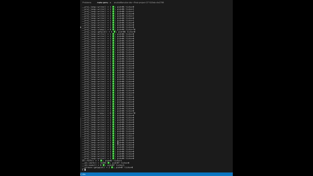 CS-GY6233 - Final Project (Spring 2022) - xv6 Implement strace - Part 4 - YouTube