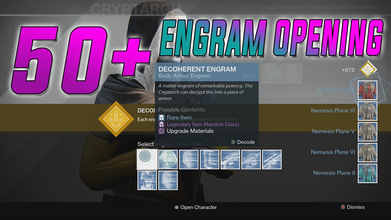 Destiny Engrams: "Destiny Engram Opening" Opening 50+ Legendary Rare ...
