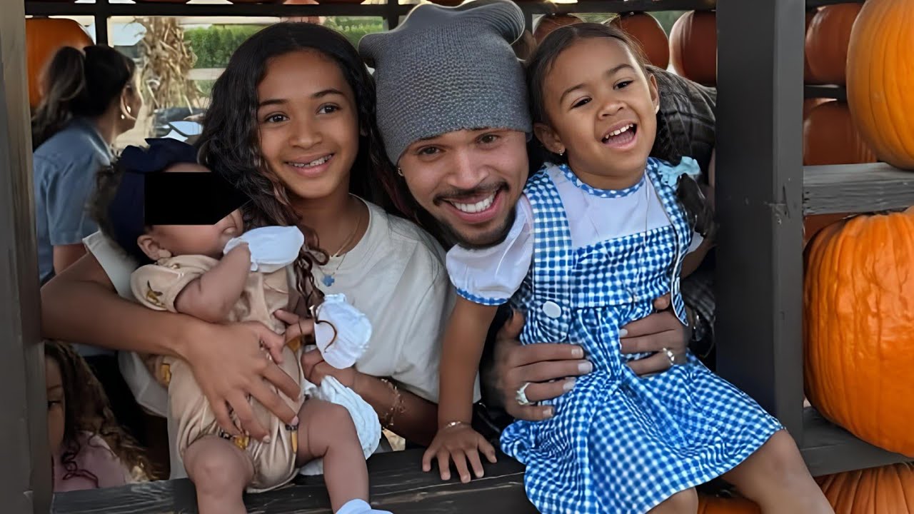 Chris Brown Visits the Pumpkin Patch with Daughters Lovely Symphani ...