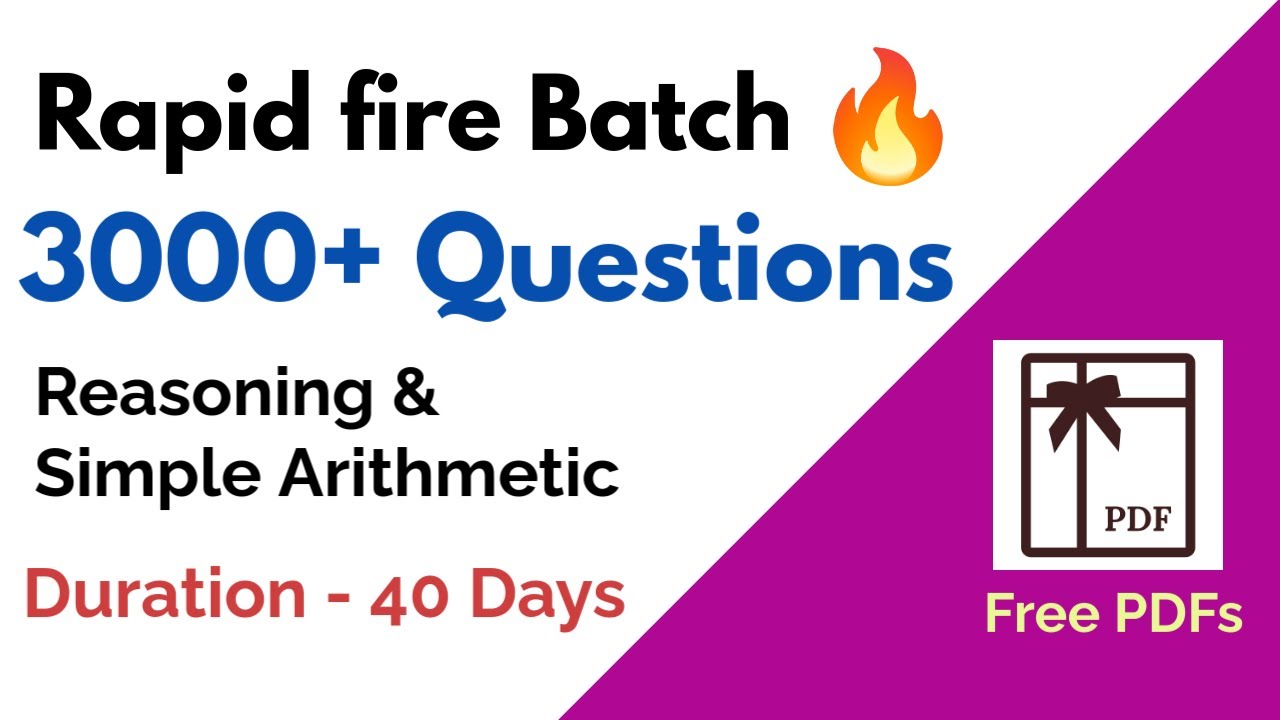 Rapid Fire Batch (From 1st November) 🎖 (Target- 40 Days) Reasoning ...