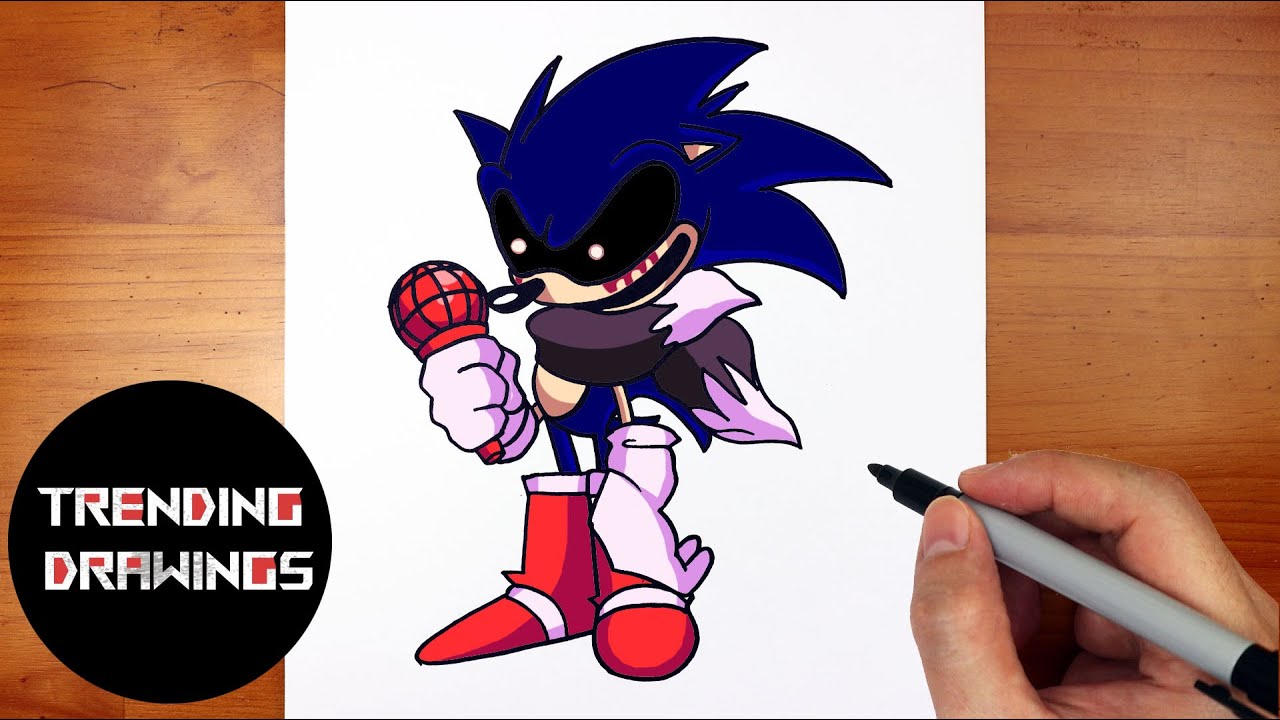 How To Draw FNF MOD Character - Winter Sonic EXE V3 Easy Step by Step ...