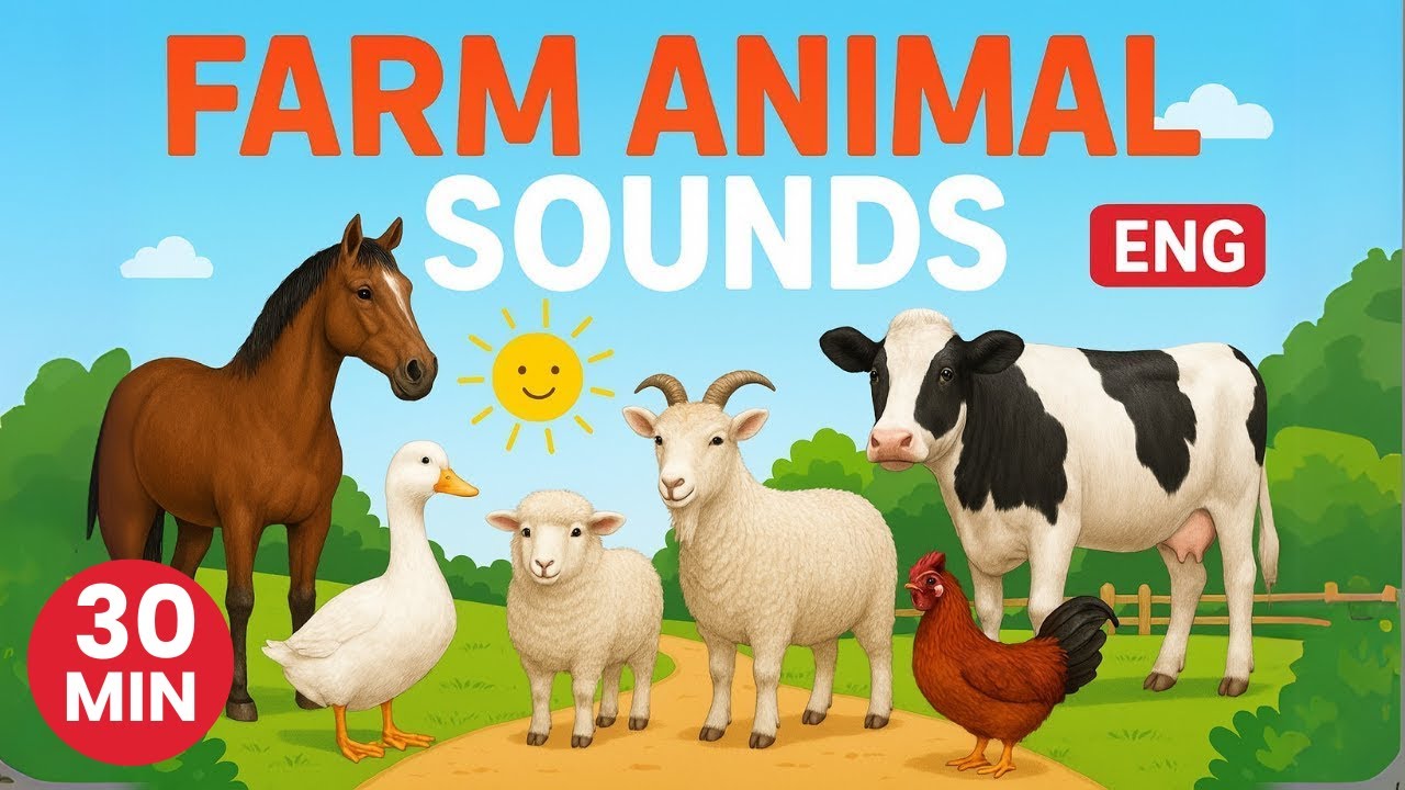 Animals for kids 30 min Farm Animal sounds | Learn Farm Animals, Names ...