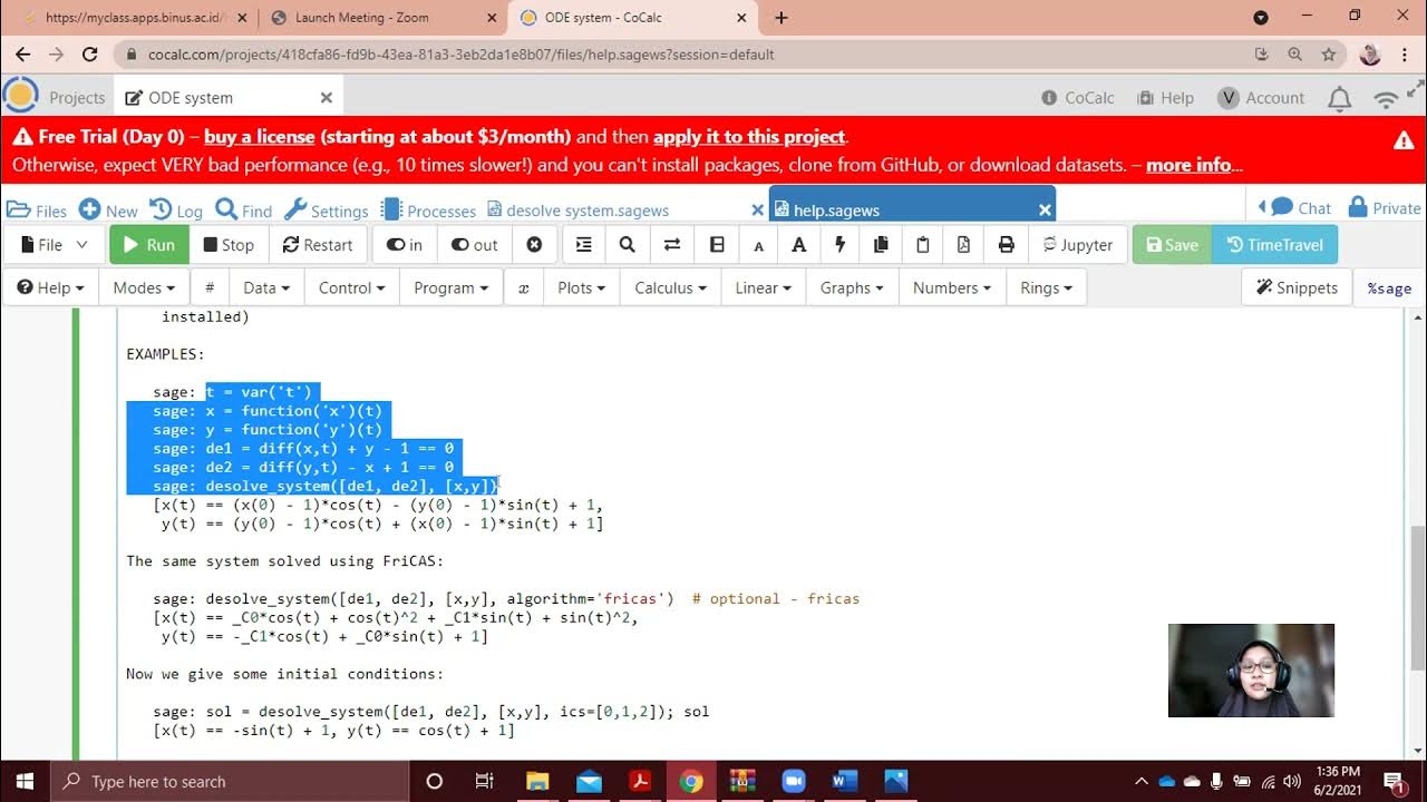 COCALC(SAGEMATH): desolve_system - YouTube