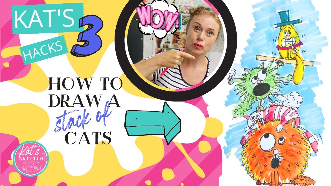 How to Draw a Stack of Cute Cats - YouTube