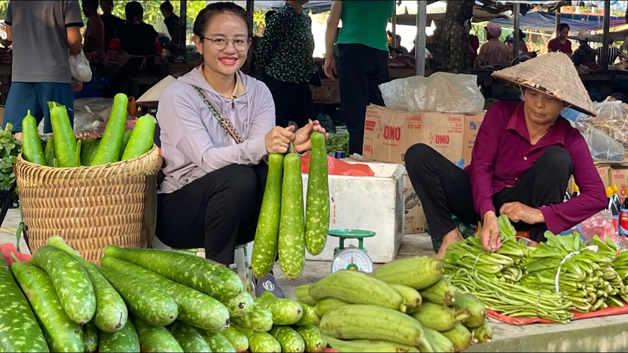 Harvest the sticky gourd garden to sell at the market, cook, and garden ...
