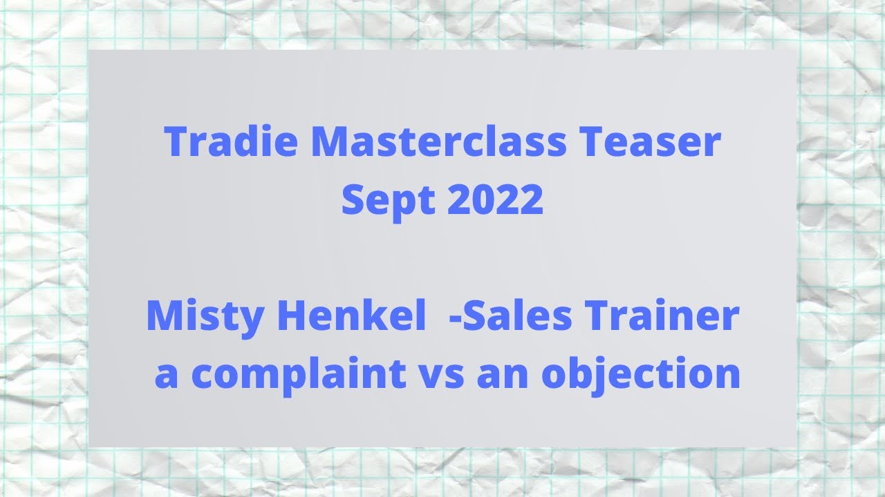 Sales - an objection versus a complaint - YouTube