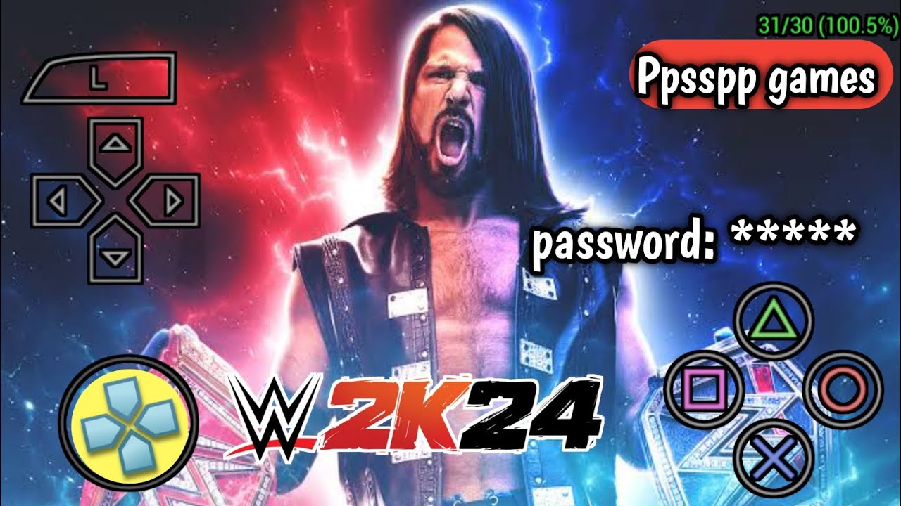 WWE 2k24 on ppsspp games ( Aj style ) normal match #wwe_2k24 #ppsspp ...