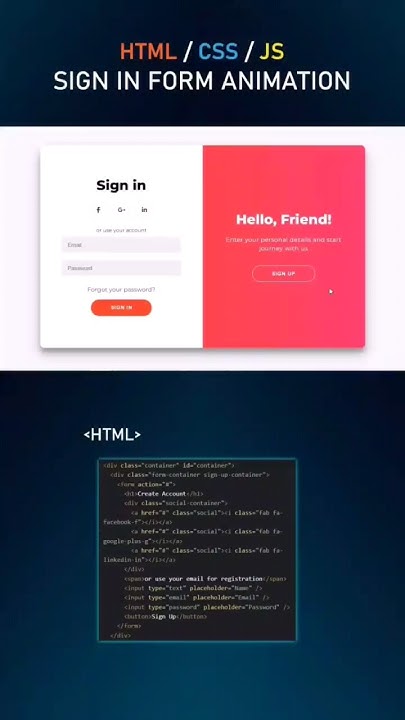 Login And Sign Up Form With Html Css And Javascript Shorts Programming Coding Shorts 