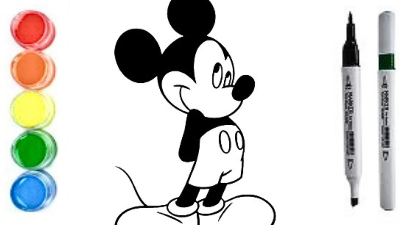 Belajar menggambar dan mewarnai MICKY MOUSE untuk anak anak dan balita ...