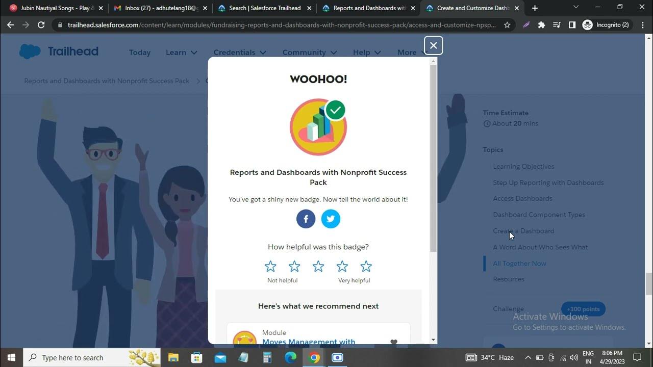 Salesforce Trailhead Create And Customize Dashboards Youtube