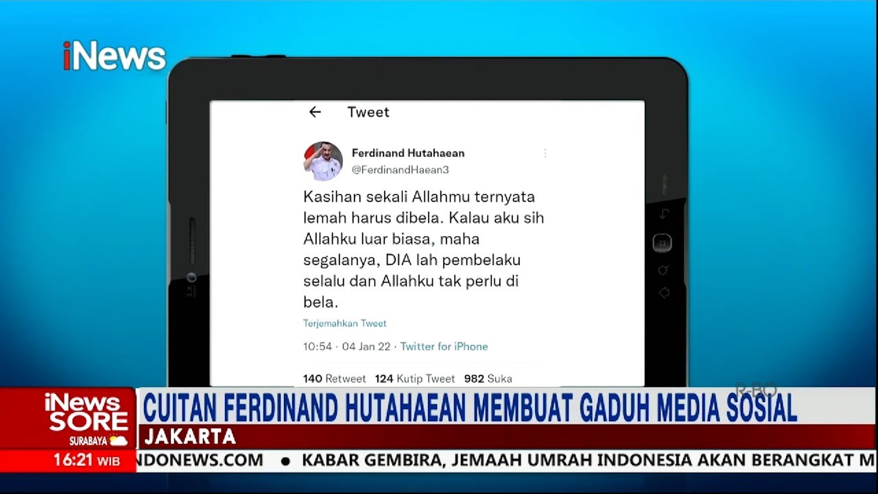 Cuitan Ferdinand Hutahaean Buat Gaduh Media Sosial #iNewsSore 05/01 - YouTube