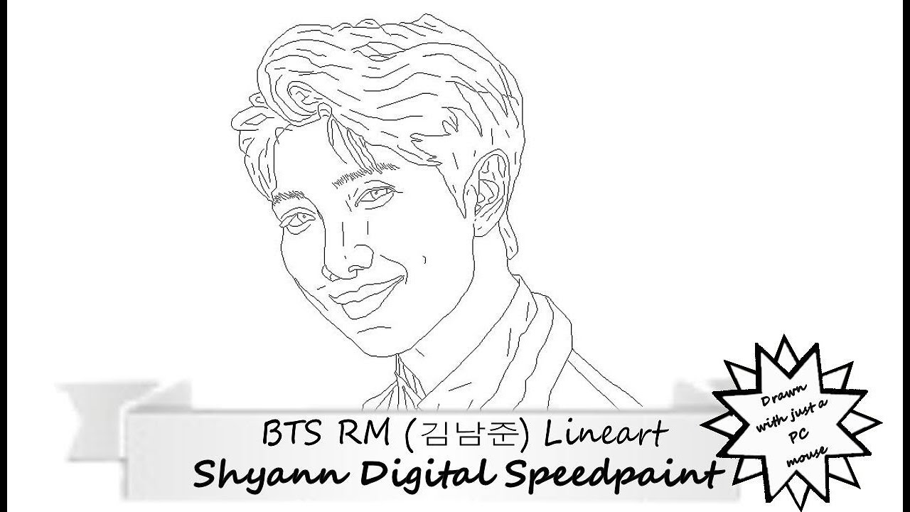 BTS RM (김남준) speed lineart painting part 1/2 - YouTube