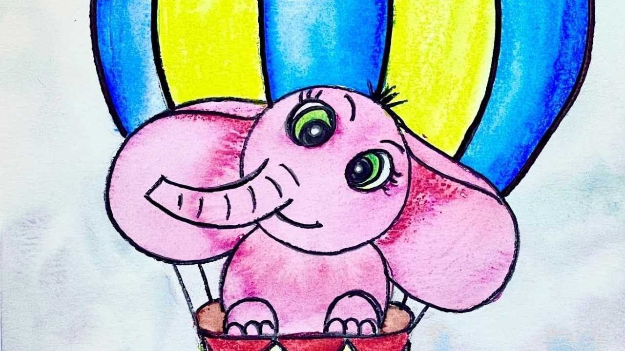 Taller de Pintura Online para Niños, Un Elefante en Globo - YouTube