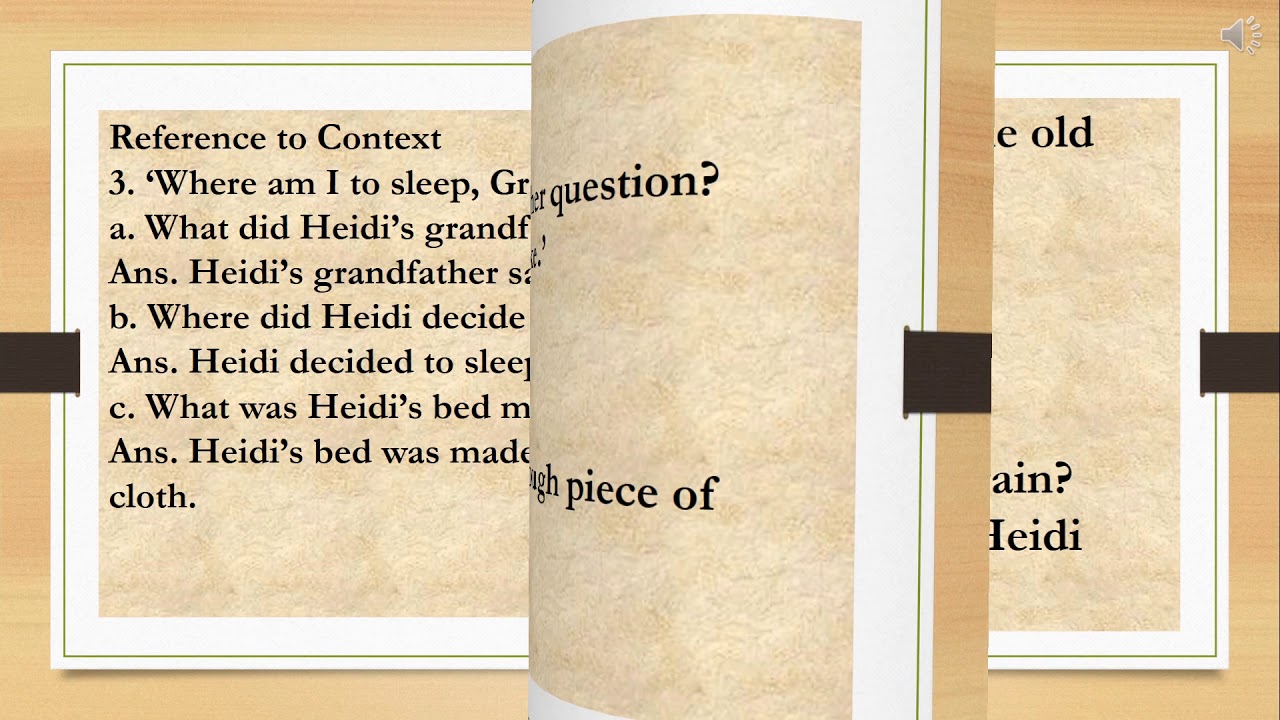 Class 3, English Literature, Chapter 7 (Heidi Meets Her GrandFather ...