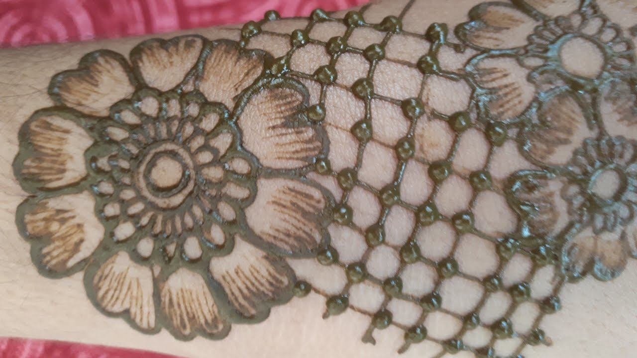 Beautiful net Mehndi Design and back hands Flower net mehndi design ...