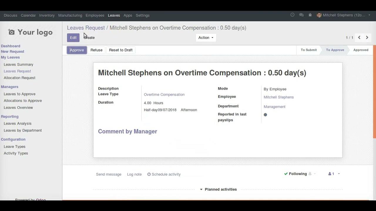 Request Leaves in Hours or Days Odoo12 - YouTube