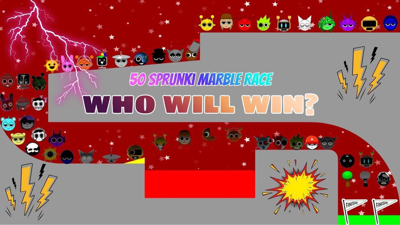 50 Sprunki Marble Race In Algodoo - Who Will Win? | Round 3 - YouTube