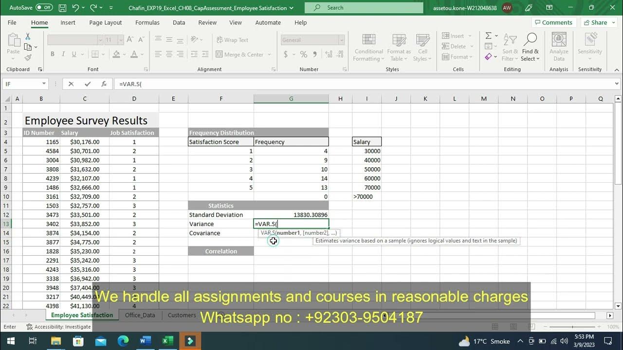 Exp19_Excel_Ch08_CapAssessment_Employee_Satisfaction | Excel Chapter 8 Employee Satisfaction ...