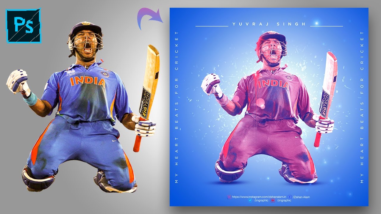 How to Create Attractive Social Media Post Design || Cricket Poster ...