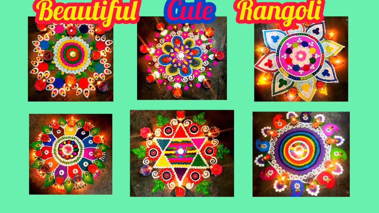 #77-Latest 6Beautiful Diwali rangoli design's🌹Navratri spl cute rangoli ...