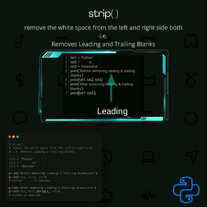 strip( ) | python tutorial #shorts #python #pythonprogramming - YouTube
