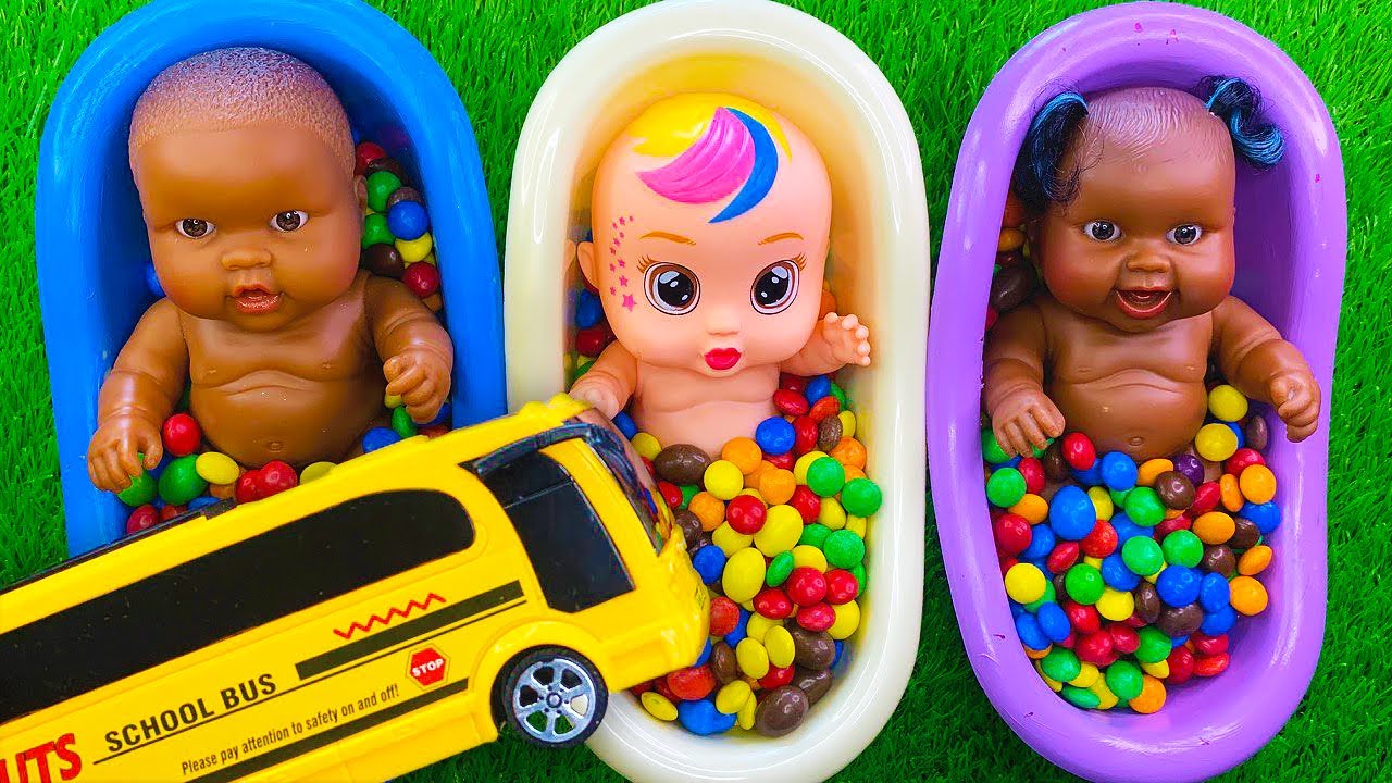 Satisfying Video | Mixing Skittles & M&M'S in 3 Glossy Bathtubs with ...