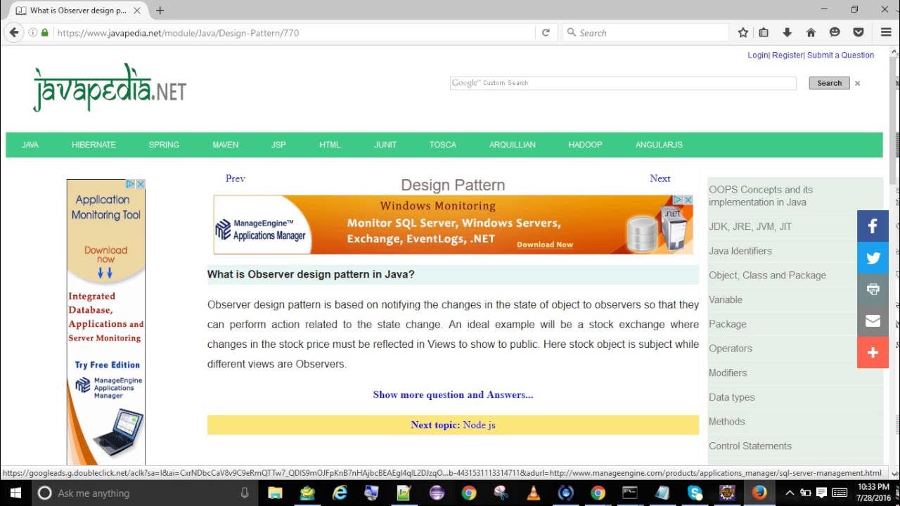 What is Observer design pattern in Java? | javapedia.net - YouTube