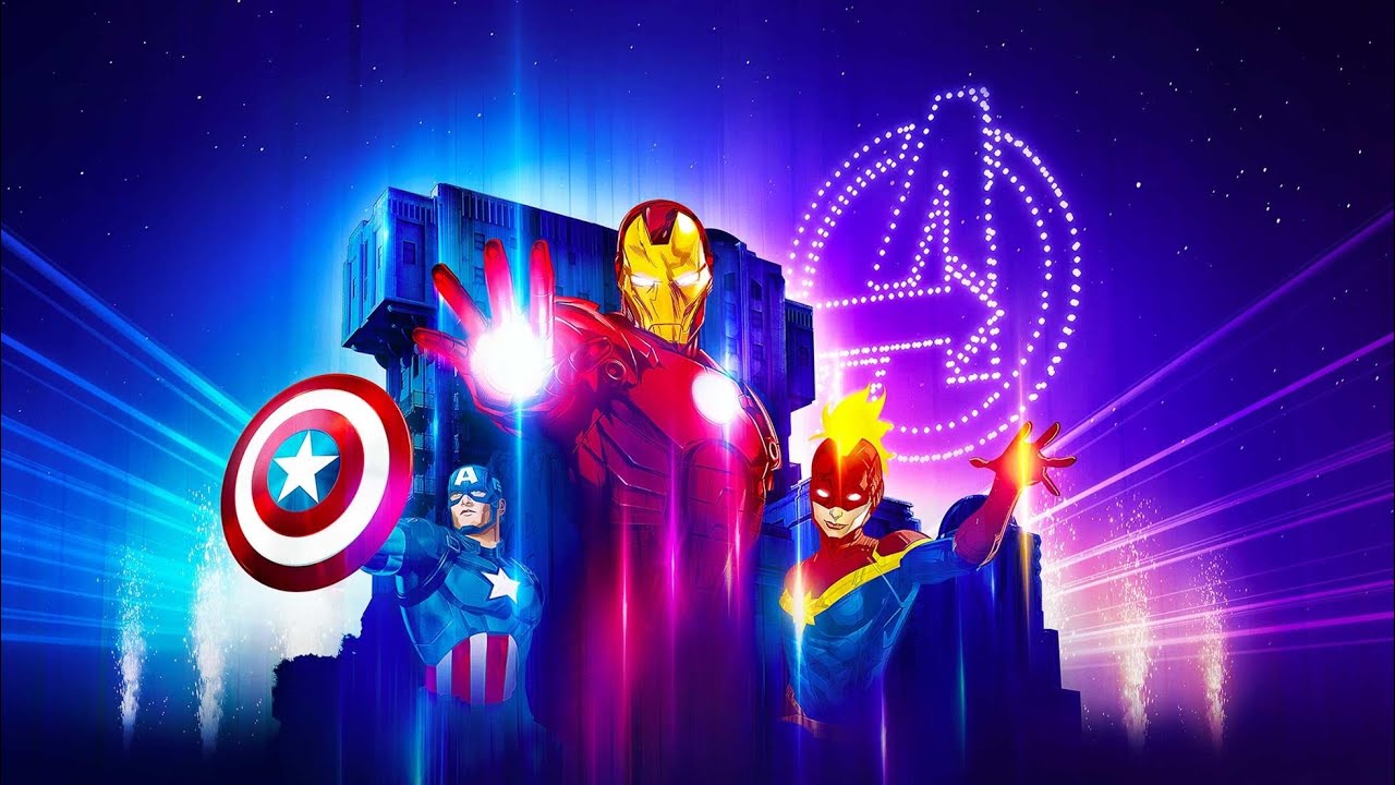 Avengers show on open ground (with fireworks) - YouTube