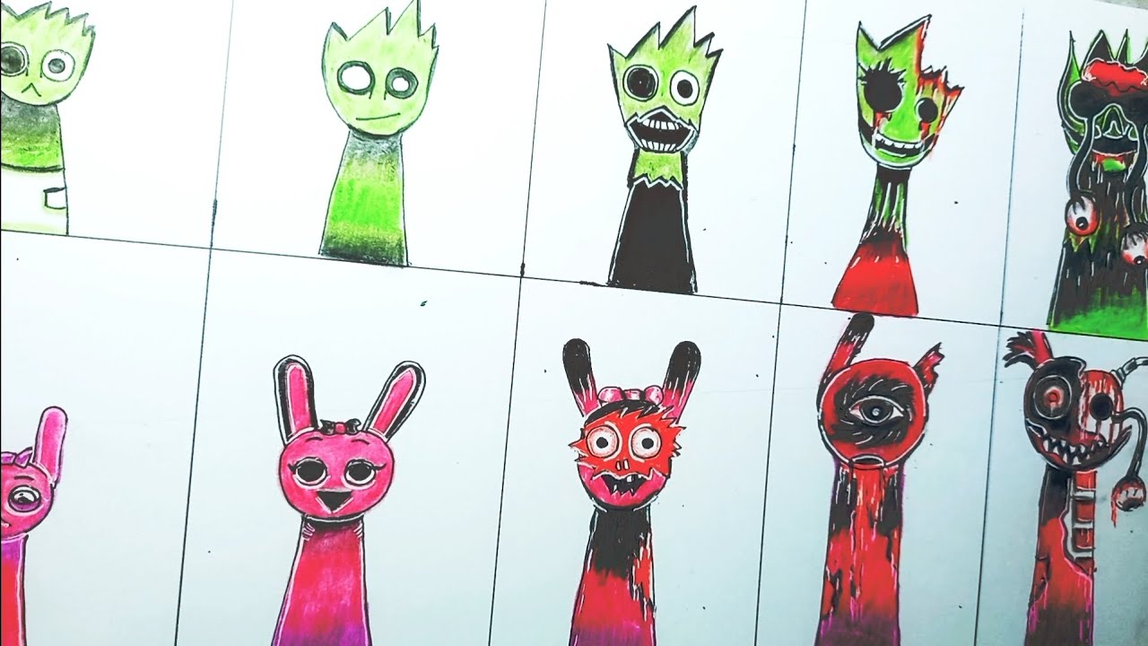 SPRUNKI characters | Drawing Sprunki Normal Vs Horror (Sprunki ...