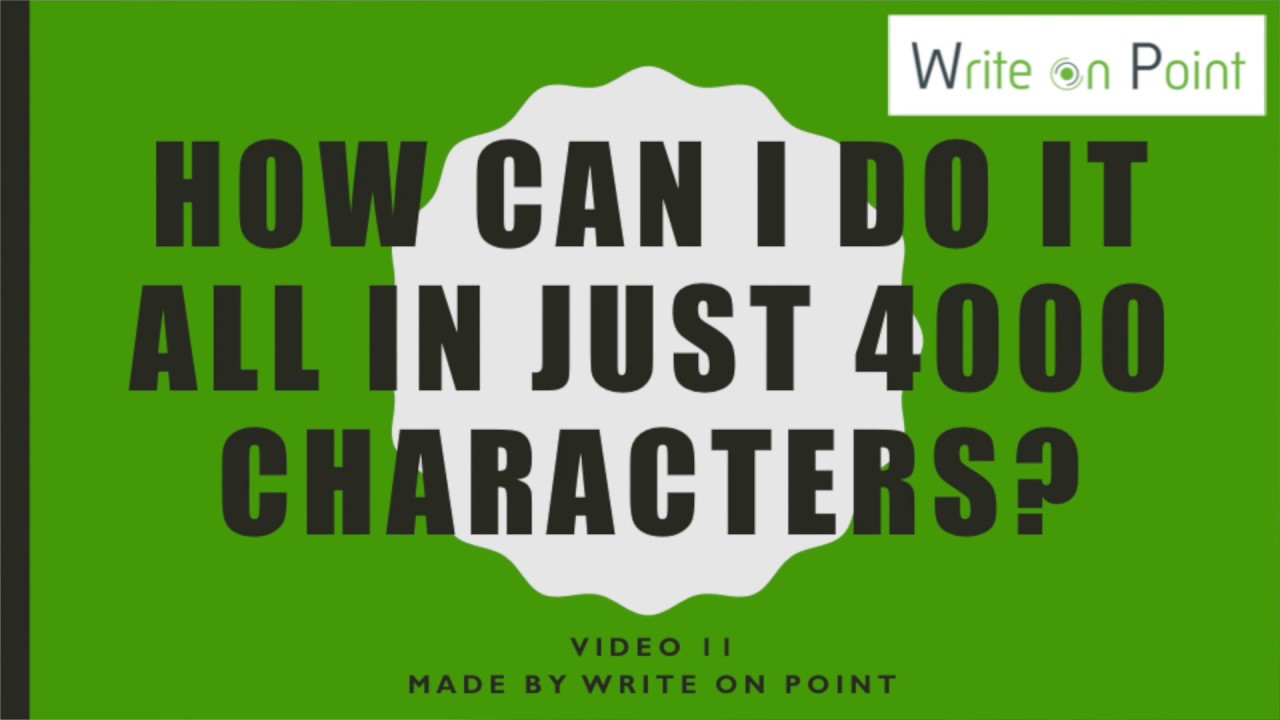 Video 11 - How can I do it in 4000 characters? - YouTube
