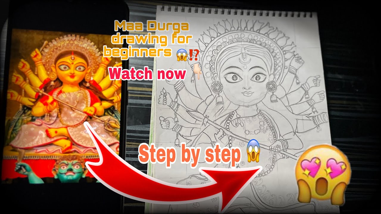 Maa Durga DRAWING for BEGINNERS 😱⁉️ll How To DRAW Maa durga easily 😍ll ...