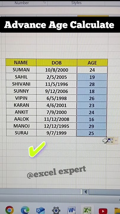 Advance Age Calculate Formula In Excel Iexceltips Exceltricks Exceltutorial Shortsfeed Youtube