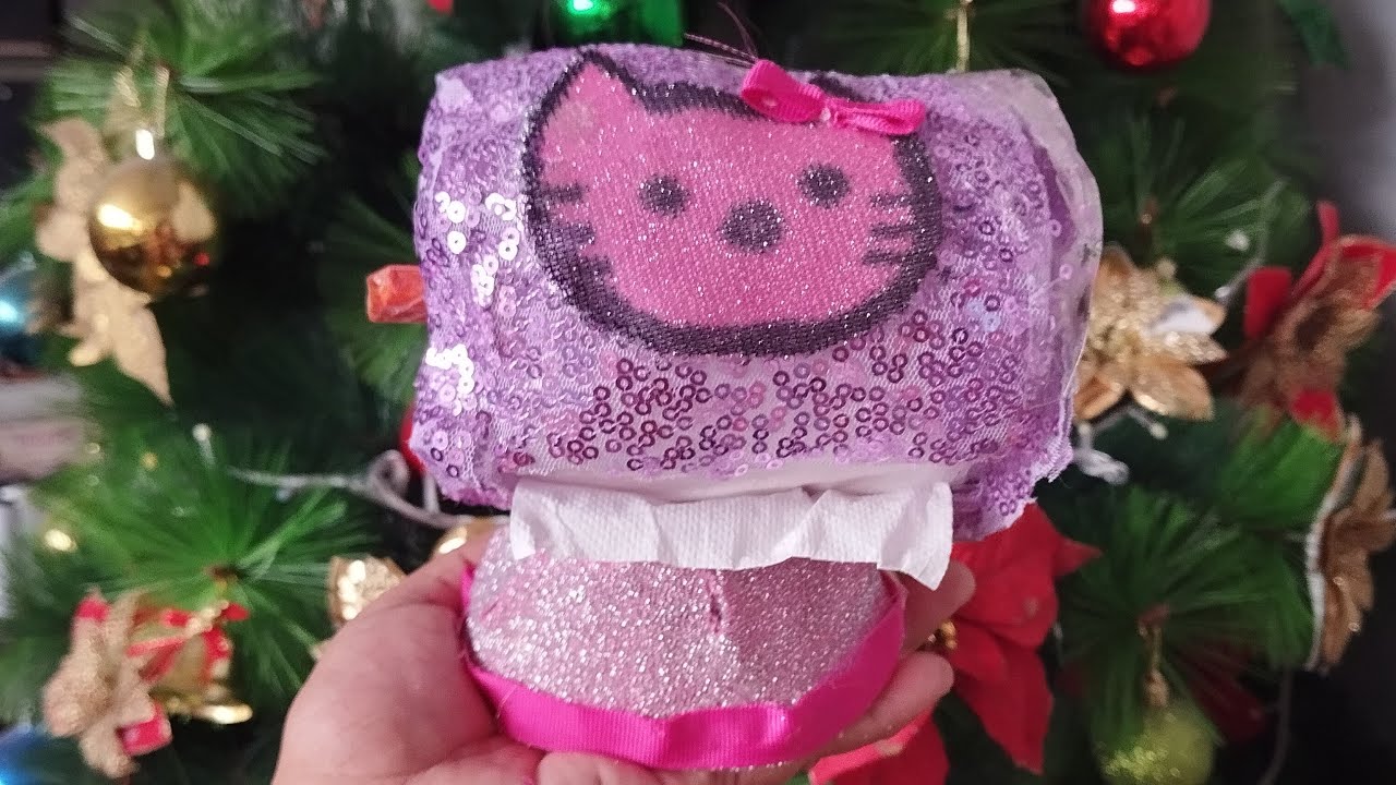 DIY Hello kitty tissue dispenser .. Don't litter,make new things from a ...