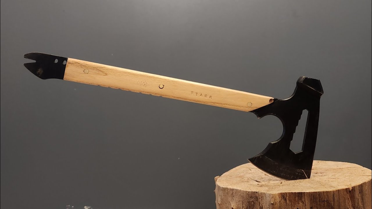 Time-lapse, putting redoak wooden scales on an axe! - YouTube