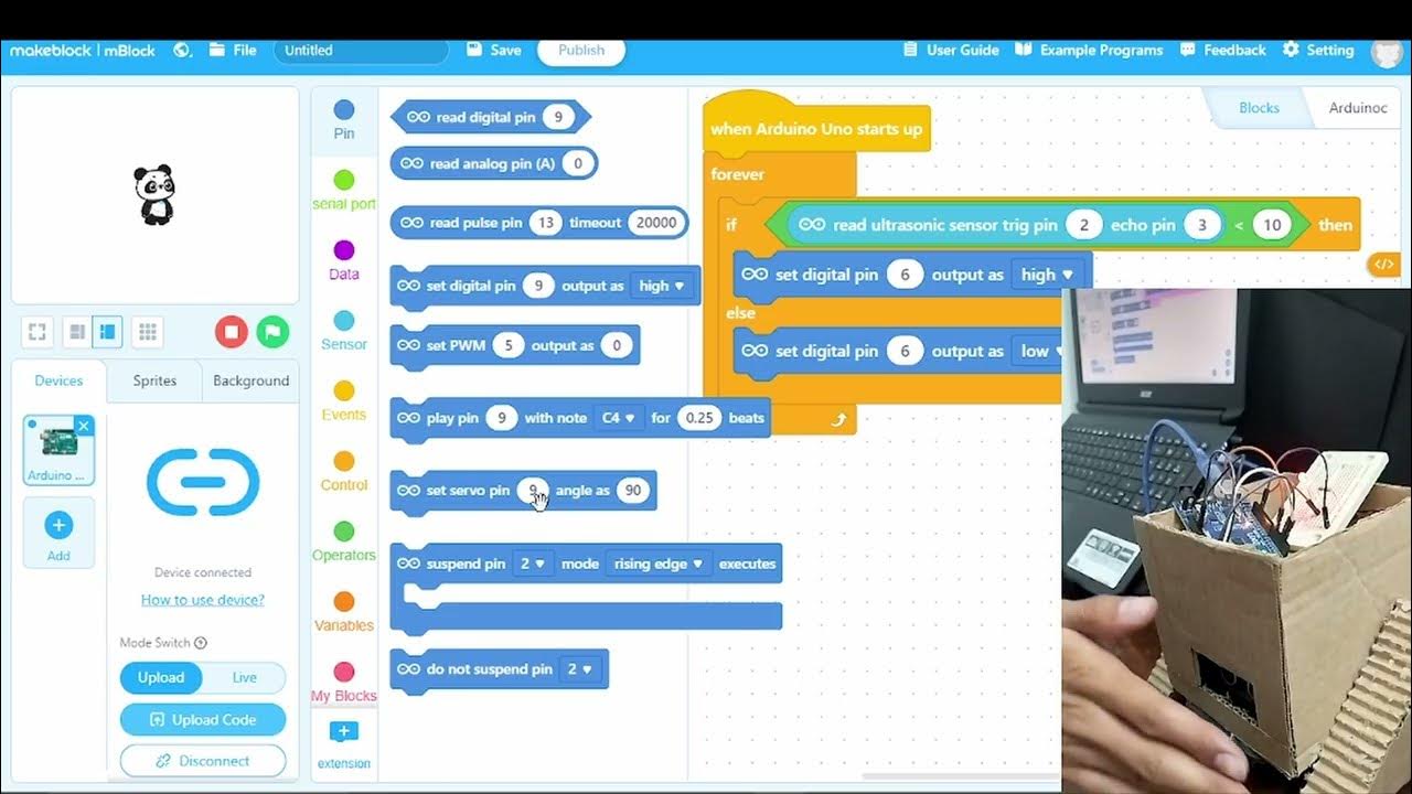 Easy Mblock: Ultrasonic sensor & LED - YouTube