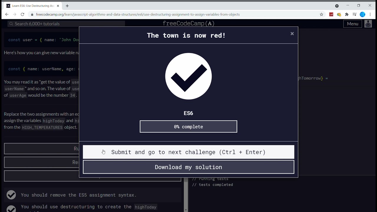 Learn Es6 12 31 Use Destructuring Assignment To Assign Variables