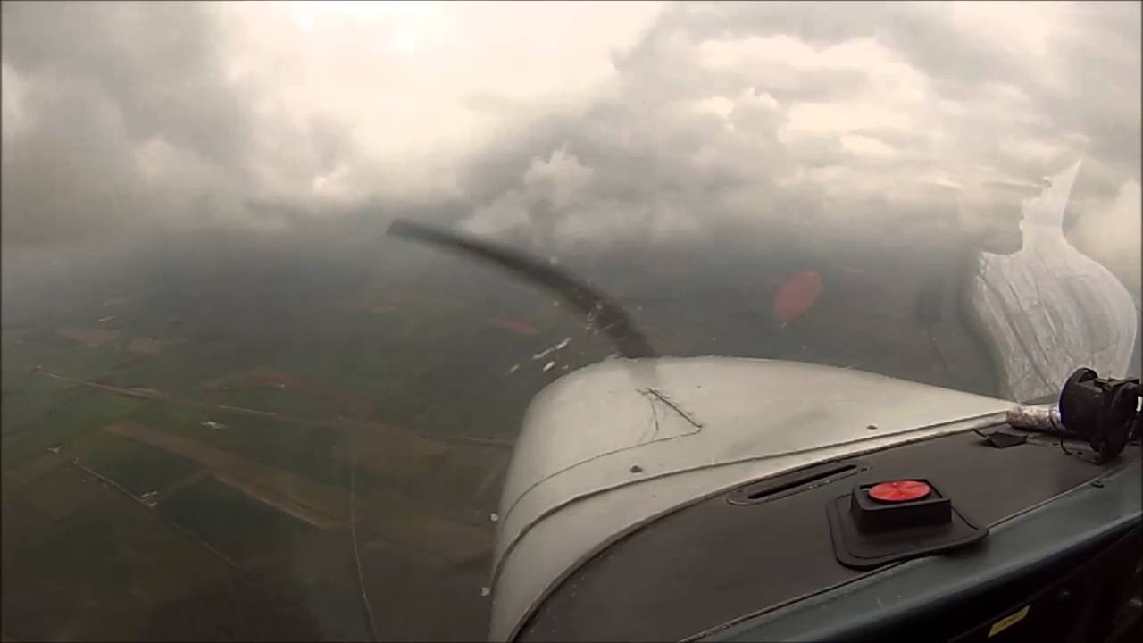 Cessna 172 decent through clouds and landing - YouTube