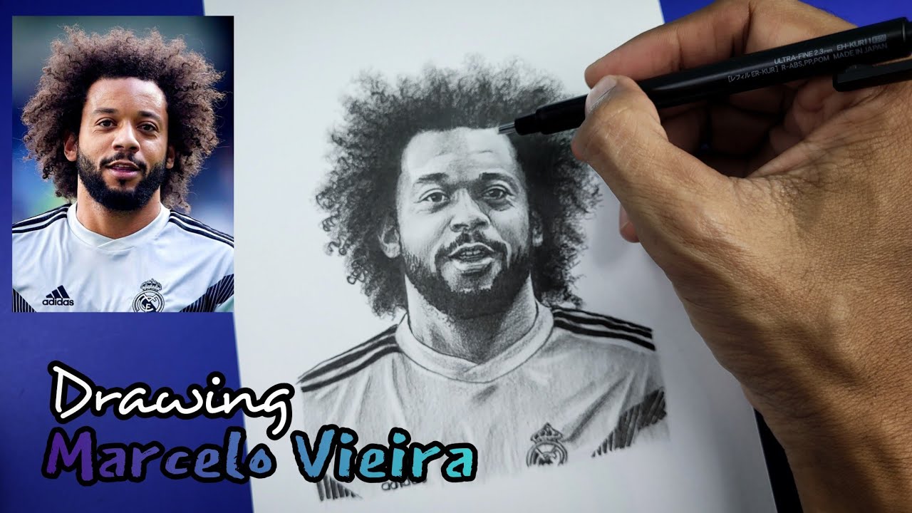 Drawing Marcelo Vieira from Real Madrid FC - YouTube