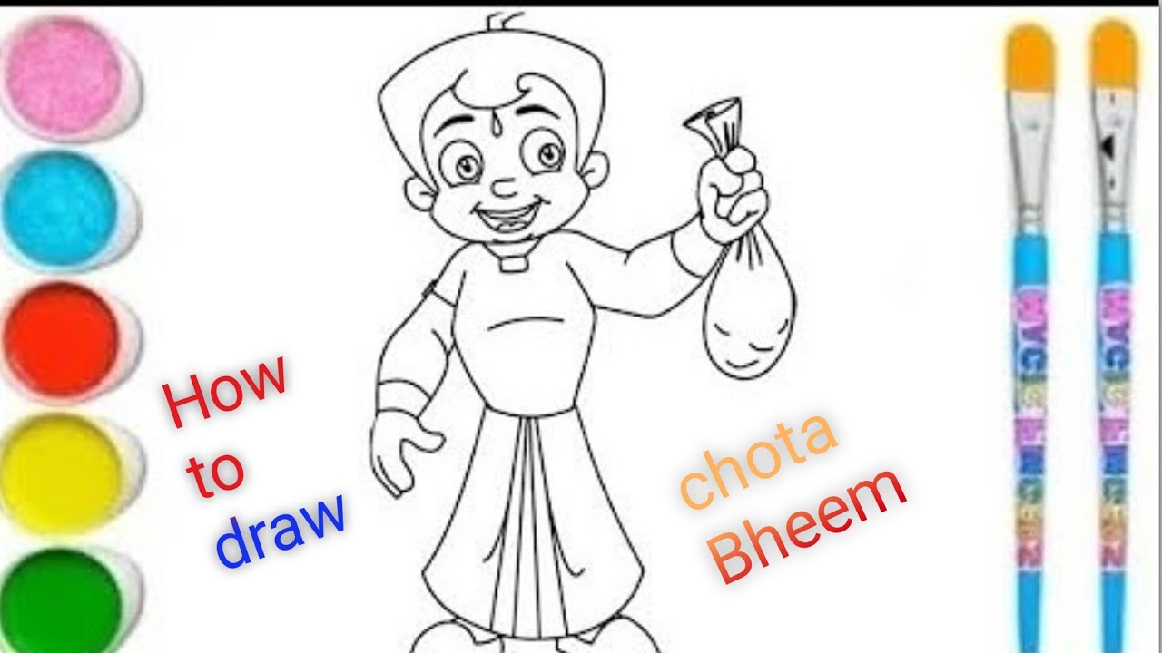 Chota Bheem drawing painting colouring|how to draw chota Bheem - YouTube