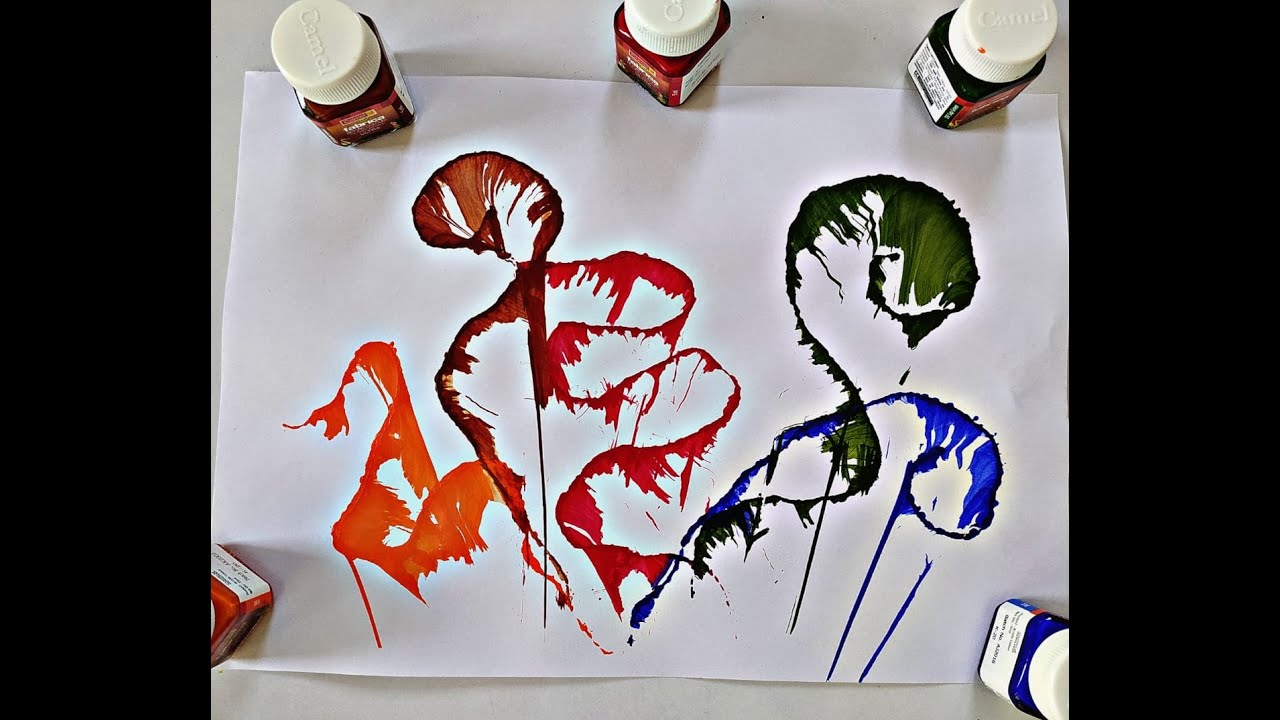 How To Paint Using String || String Pulling Painting || Acrylic ...
