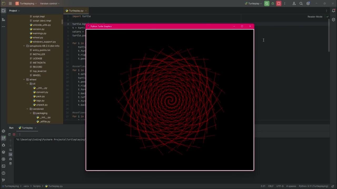Создание графической линии PyCharm Python Turtle - YouTube