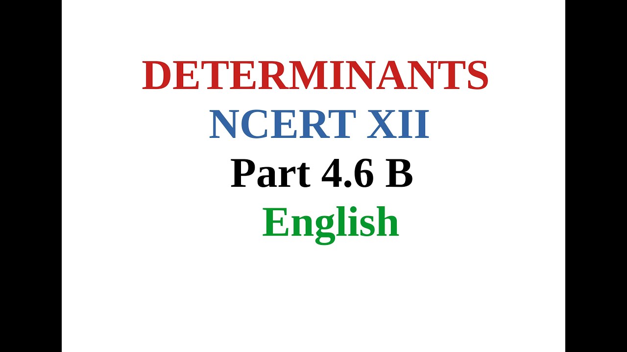 DETERMINANTS NCERT XII 4 6 B ENGLISH - YouTube