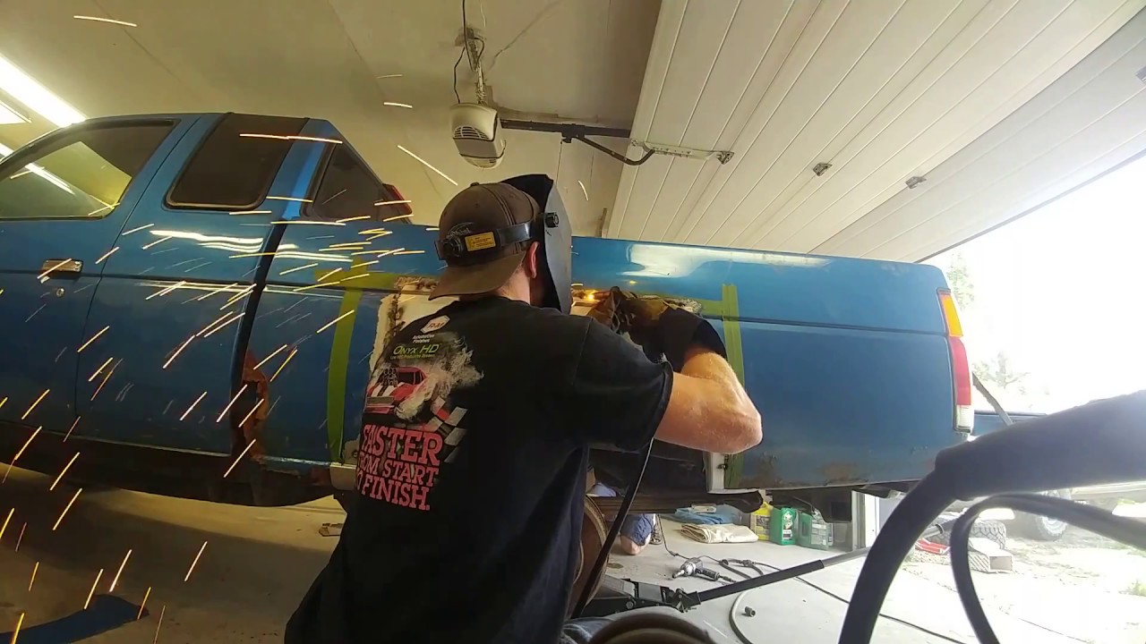 Welding in rear arch panels - YouTube