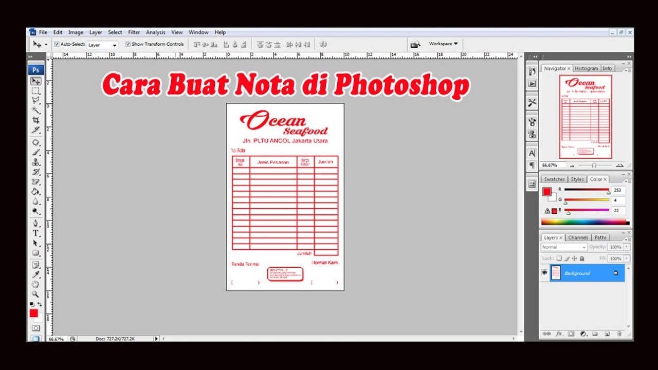 CARA BUAT NOTA DI PHOTOSHOP - YouTube